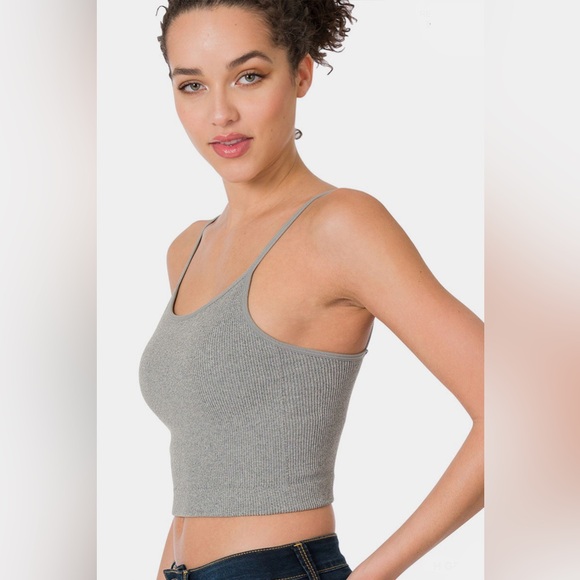 Zenana Outfitters | Tops | Zenana Ribbed Seamless Cropped Cami With Bra ...